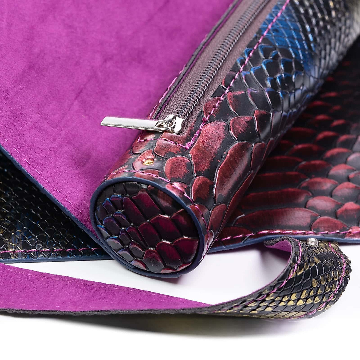 Cusdie 2 in 1 Dice Rolling Mat & Zippered Dice Holder DIce Tray- Compatible with DND Polyhedral Dice Dungeons and Dragon (Colorful Dragon Scale)