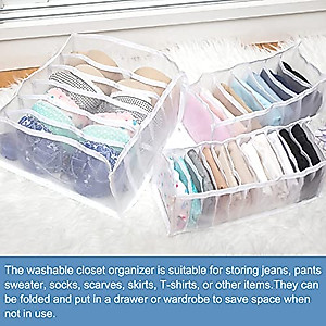 uxcell Jeans Organizer for Closet, 2pcs Wardrobe Clothes Organizer Storage Box for Jeans, Sweater, T-Shirt, Underwear, White