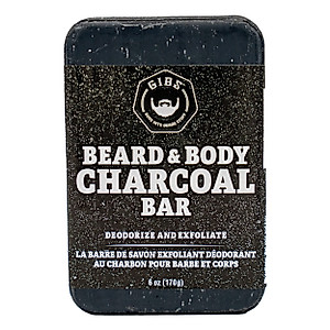 GIBS Grooming BBC Charcoal Bar - Deodorizing Soap, Spicy and rich with hints of cardamom, pepper, leather and clove., 6 oz.
