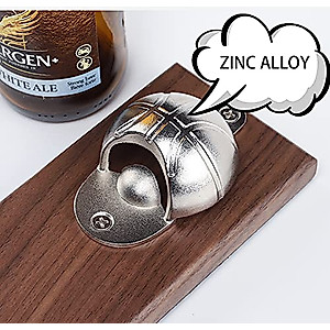 Wall-mounted magnetic bottle opener, wooden, Bottle cap catcher，Ideal Gift for Men and Beer Lovers