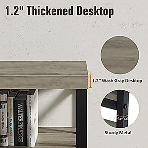 LGHM Console Tables for Entryway, Sofa Console Table Narrow with 5-Tier Storage Shelves for Living Room, Couch Hallway Table for Hall, Entry, Gray Wash