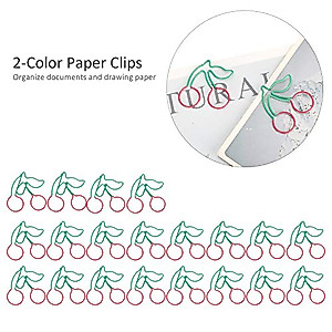 20Pcs Metal Paper Clips, Cherry Shaped Paperclips Bookmarks, Paper Clips Bookmarks Planner Clip Fruit Shaped