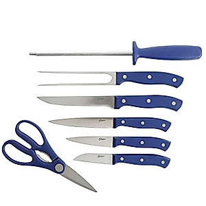 Oster - 128609.14 Oster Evansville High-Carbon Stainless Steel Cutlery Knife Block Set, 14-Piece, Yale Blue