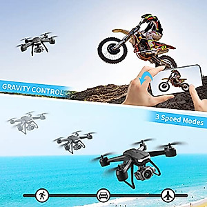 DRONEEYE 4DV14 Drone with Camera for Adults 1080P,FPV HD Live Video RC Quadcopter for Kids Beginners Toys,Altitude Hold,Gravity Sensor,Trajectory Flight,3D Flip,Gesture Control, Voice Control,2 Batterys