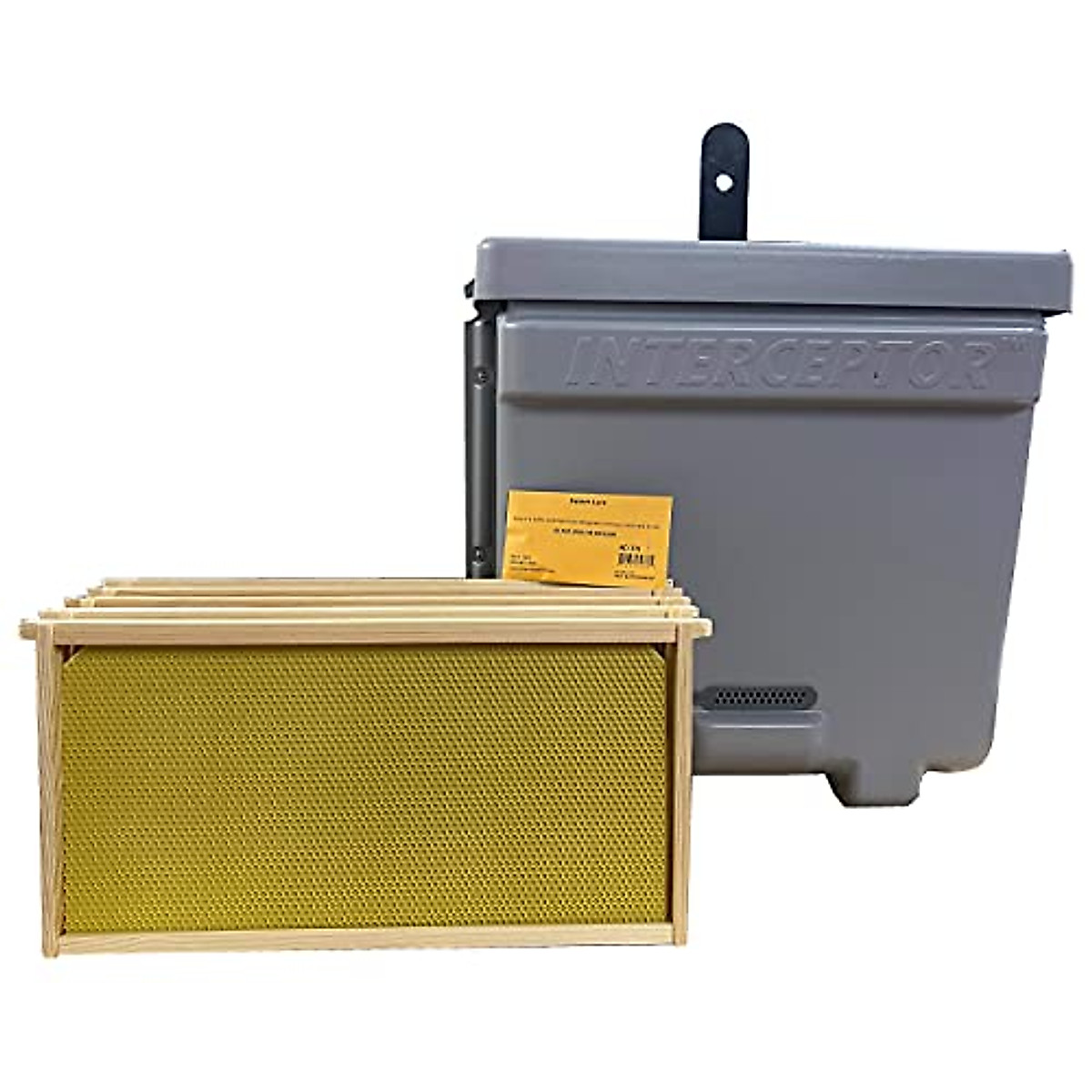Honeybee Swarm Trap-THE INTERCEPTOR PRO Complete Kit ASSEMBLED With Frames, Foundation, Lure & REAL Beeswax Coating (also includes tree strap & hooks)