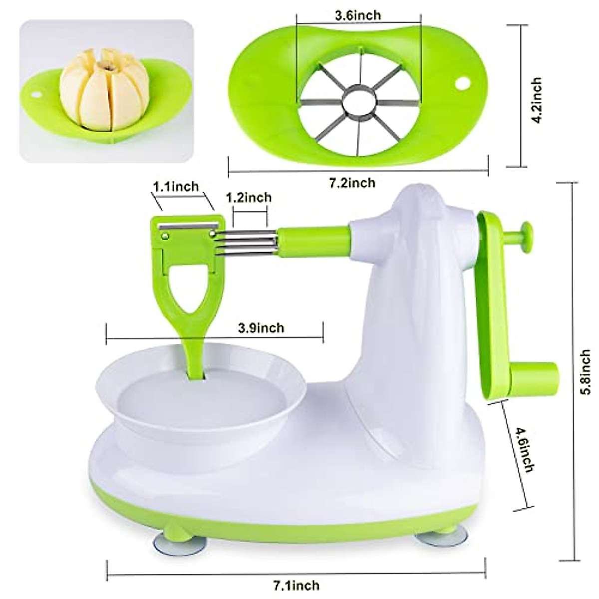 Apple Peeler, Pear Peeler with 8 Wedges Apple Slicer and Corer, Stainless Steel Blades Apple Cutter