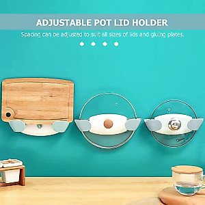 DOERDO 2Pcs Wall Mount Pot Lid Organizer, Adjustable Wall Mount Pot Lid Rack and Pan Organizer for Kitchen, 2Blue