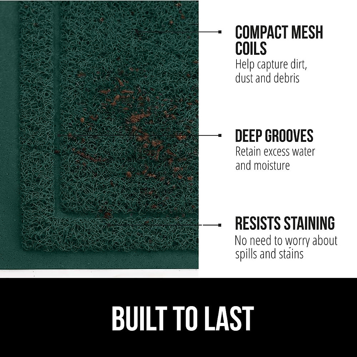 Gorilla Grip Stain and Fade Resistant Dirt Grabber Mesh Door Mat, Low-Profile, Heavy Duty Quick Dry Striped Doormat, Mats for Indoor or Outdoor Entry, Shoe Scraper, Garage Entrance Mat, 35x23, Green