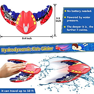 Enhon 2 Pcs Torpedo Underwater Stingray Glider, Pool Diving Fish Underwater Swimming Self Propelled Pool Rocket Travels, Dive Pool Fish Submarine for Kids and Adults