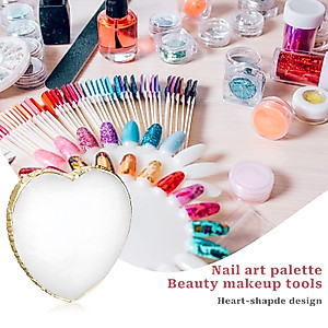 Resin Nail Art Palette Nail Art Painting Mixing Color Palette Heart Shape Gold Edge Nail Gel Color Makeup Display Board Manicure Tool