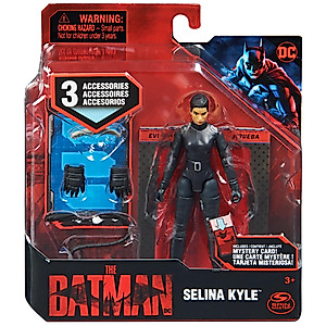 DC Comics BATMAN , 10cm Selina Kyle Action Figure with 3 Accessories and Mystery Card, The Movie Collectible Kids Toys for Boys and Girls Ages 3 and up