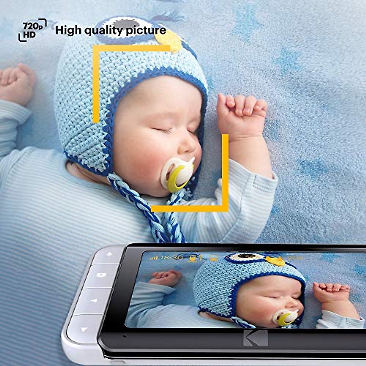 KODAK C520 WiFi Video Baby Monitor with Above-The-Crib View, Parent Unit for Constant Monitoring and Phone App for Quick Check-ins (Renewed)