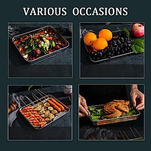 2 Pack Large and 3 Pack Small Trays Professional Medical Surgical Stainless Steel Tray Non Toxic Heavy Duty Thickening Pan for Kitchen Baking, Lab Instrument, Dental, Medical Surgical Instrument, Pet