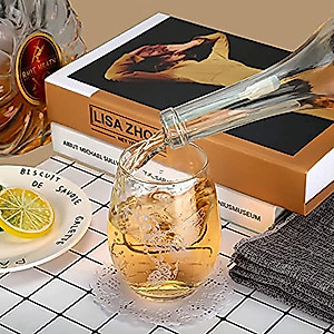 Geiserailie Hummingbird Stemless Wine Glass Hand Stemless Glass Christmas Branch Coffee Tea Cup Exquisite Presents for Women Friends Men, 15.2 oz