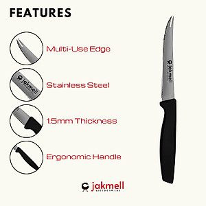 Jakmell Kitchenware 4.5-inch Garnishing Knife, Cocktail Knife with Ergonomic Handle, Bartender Knife for Carving and Garnishing, Fruit Decorator Knife Ideal for Garnishing