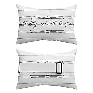 Recliner Head Pillow Ledge Loungers Chair Pillows with Insert Kitchen Quote Vintage White Wood Grain Lumbar Pillow with Adjustable Strap Outdoor Waterproof Patio Pillows for Beach Pool Chair, 2 PCS