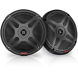 Pyle 6.5 Inch Dual Marine Speakers - Waterproof and Bluetooth Compatible 2-Way Coaxial Range Amplified Audio Stereo Sound System with Wireless RF Streaming and 600 Watt Power-1 Pair-PLMRF65MB (Black)