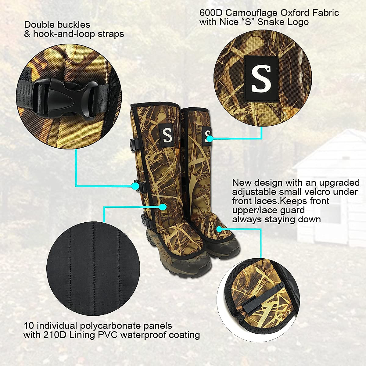 Smarkey Snake Gaiters, Snake Guards Leggings for Snake Bite Protection, Protects Against All Types of Rattlesnakes and Other Poisonous Snakes, for Hunting, Camping, Hiking, Outdoors(1 Pair)