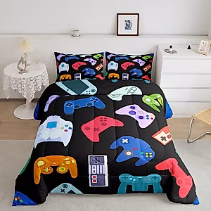 Erosebridal Queen Boys Bedding Set,Gaming Comforter Sets for Boys Gamer Bedding Sets for Boys,Toddler Bedding Set Gaming Bed Kids Comforter Sets Boys,Colorful