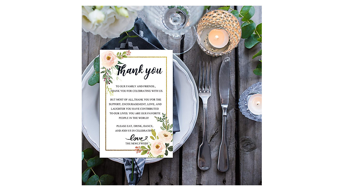 Floral Wedding Thank You Place Setting Cards | Antgiftshop