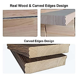 ZGREN Floating Shelves Natural Wood Rustic Wide Wall Mounted Shelf 16 inch Set of 2 Farmhouse Wooden Shelving Small Decorative Shelf for Bathroom, Bedroom, Kitchen, Living Room Decor, Black Dark Brown