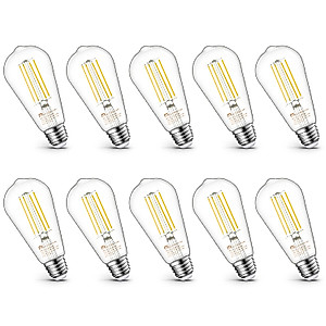MASTERY MART 100 Watt LED Bulb, Edison Bulbs Dimmable Light Bulbs E26, 5000K Daylight White Bright 9W 1100LM, ST21/ST64 Vintage Light Bulbs, UL Listed, Clear Glass, Decorative Light Bulb (10 Pack)