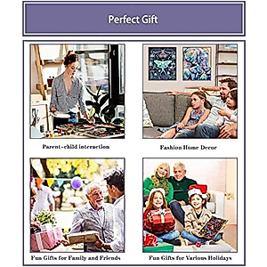 VIGEGU Paint by Number for Adults,Painting by Numbers Kits On Canvas,Without Frame DIY 4 Pack Cow Elephant Sea Turtle Moth Oil Painting Acrylic Paints Home Decor 12x16 inch