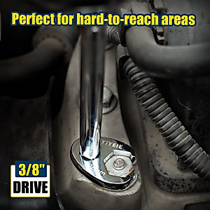 YIYEIE 3/8" Drive Crows Foot Wrench Set, 24PCS Flare Nut Crowfoot Wrench Set, Metric & SAE, 8-22mm & 5/16"-7/8", CR-V Steel, Crows Feet Wrench Set with 2 Extension Bars, Line Wrench Set with EVA Foam