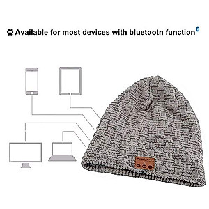 BearsFire Wireless Music Beanie Hat Headphone wiht Bluetooth Stereo Speaker Mic Hands-Free Earphones Cap Winter Warm Thick Skull Knit Music Hat Gifts for Men Women Ourdoor Sports Skiing Skating Hiking