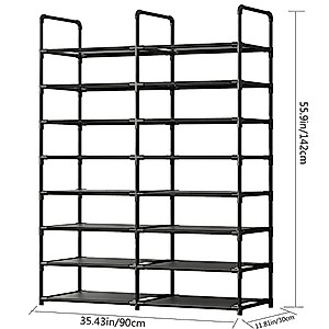 SUOERNUO Shoe Rack Storage Organizer 8 Tier Metal Tall Free Standing Shelf for Closet Entryway Bedroom,Black
