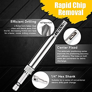 COMOWARE 17pcs VIX Bits Self Centering Drill Bit Set, 1/4" Hex Shank Self Centering Hinge Drill Bit Set for Woodworking Window Door Hinge, Quick Change with 1 Hex Key & 8 Drill Bits 5/64-1/4”