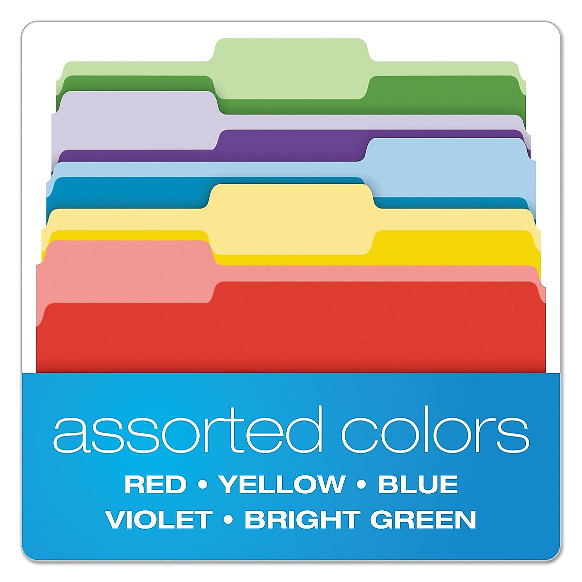 Pendaflex 84370 File Folders with Erasable Tabs, 1/3 Cut Top Tab, Letter, Assorted (Pack of 30)