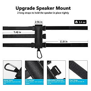 Caudblor Portable Bike Speaker Mount, Adjustable Wireless Speaker Strap, Premium Universal Bicycle Handlebar Sound Bar Holder with 2 Straps, for JBL Speakers/Water Bottle on Golf Cart/Boat