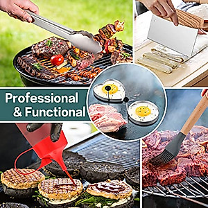 24Pcs Griddle Accessories Kit, Joyfair Stainless Steel BBQ Spatulas Set with Melting Dome, Professional Grill Accessory in Storage Bag, Great for Outdoor Camping Flat Top Teppanyaki Grilling Cooking