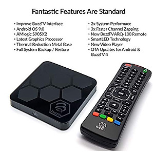 BuzzTV XRS4000 & ARQ100 Bundle - Android 9.0 IPTV Set-Top Box - Faster Than Ever Before - 4K Ultra HD - 4GB RAM 32GB Storage - Latest Graphics Process