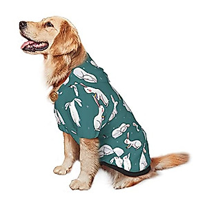 Large Dog Hoodie Watercolor-Rabbit-Easter-Bunnies Pet Clothes Sweater with Hat Soft Cat Outfit Coat Xx-Large
