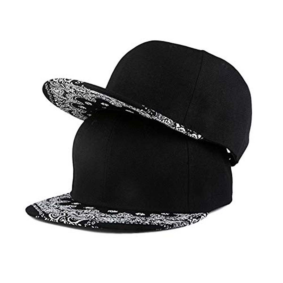 CNUSER Snapback Hats for Men Hip Hop Baseball Cap Paisley Flat Bill Brim Adjustable Black Dad Hats