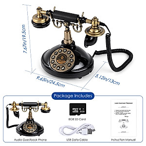 Audio Guest Book Wedding Phone Audio GuestBook Phone Record Customized Audio Messages Guest Book Classic Retro Style for Parties Birthdays Rentals Confessions Special Occasions (Black)