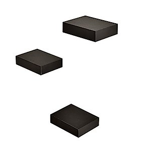 Small Floating Shelf - Mini Wall Display Shelves for Living Room, Kids Bedroom or Bathroom, Set of 3, Black