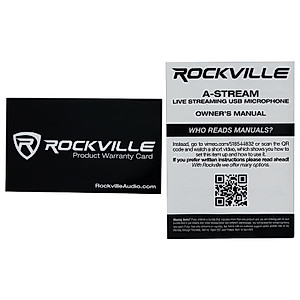 Rockville A-Stream Live Streaming USB Microphone w Gain+Mute Control+Stand+Cable