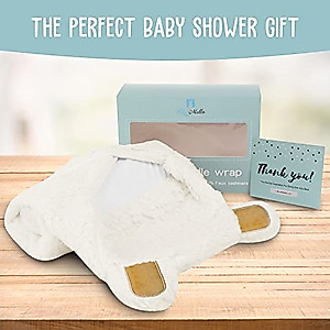 BlueMello Baby Bear Swaddle Blanket | Ultra-Soft Plush Essential for Infants 0-6 Months | Receiving Swaddling Wrap White | Ideal Newborn Registry and Toddler Boy Accessories | Perfect