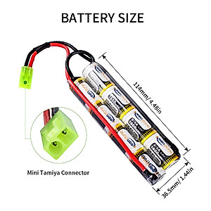 Keenstone 9.6V 1600mAh Butterfly Nunchuck Stick Mini Battery Pack with Mini Tamiya Connector for Airsoft Guns ICS CA TM SRC JG G36 G&M733 etc