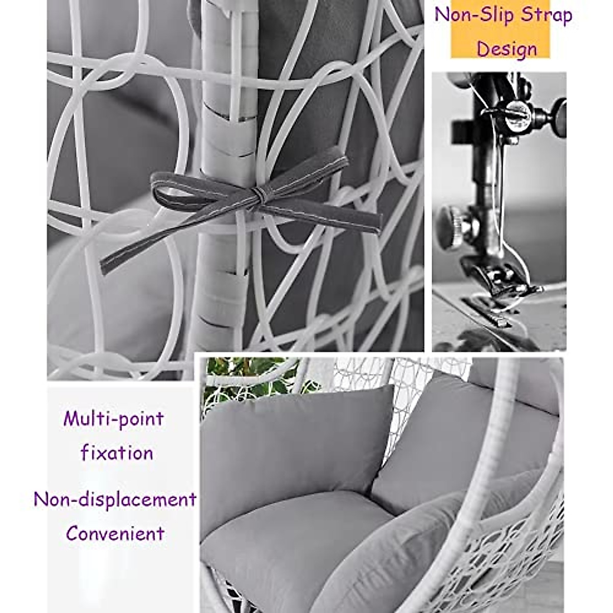 Elero Swing Egg Chair Cushion Hanging Basket Chair Cushion Hanging Basket Seat Cushion Hanging Egg Chair Cushion Black