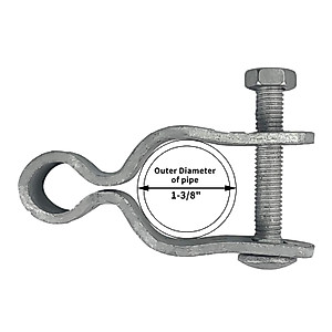 1-3/8” Pressed Steel Chain Link Fence Post Hinge 2-Pack, Fence Frame Hinge Pipe Gate Hinge in Zinc Plated (Nut/Bolt Including Door Hinge)
