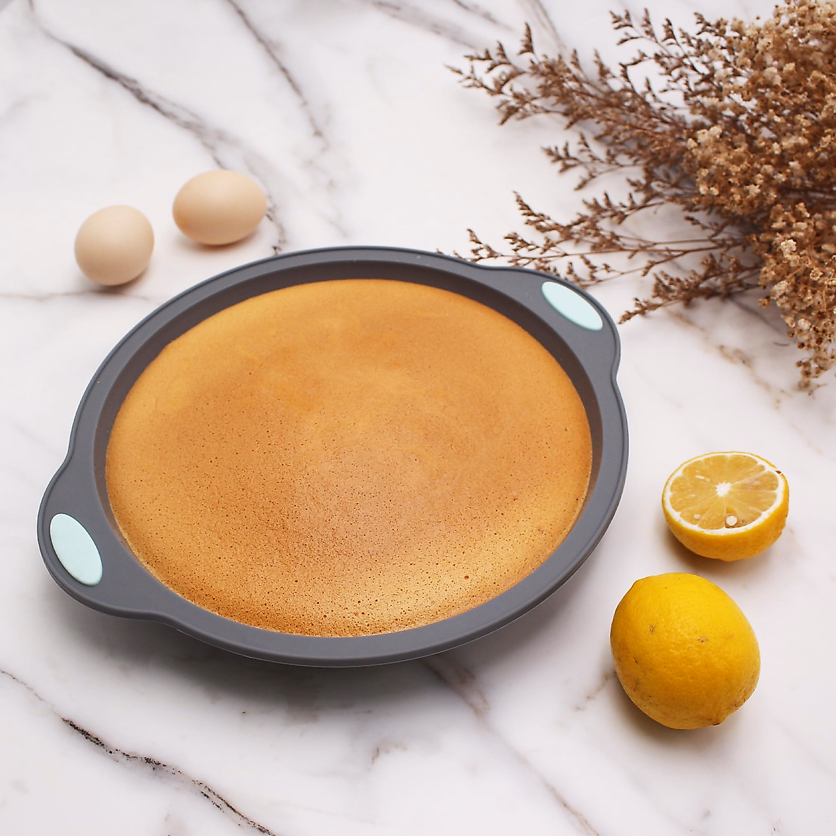 To encounter 9 Inch Silicone Round Cake Pans, 2 Pack Nonstick Silicone Baking Pans Set, Food Grade Silicone Cake Molds, with Metal Reinforced Frame More Strength