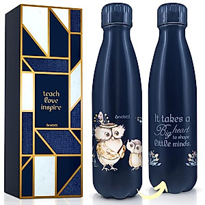 Onebttl Teacher Appreciation Gifts for Women Men, Teacher Appreciation Day Gift Stainless Steel Cup for Male Female from Parent, Students - Owl