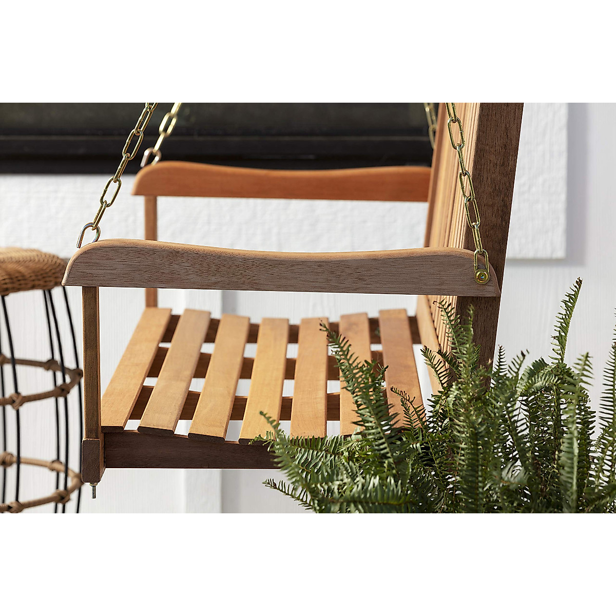 Woodlawn&Home 4’ Hardwood Swing with Chains in Honey Finish 800032