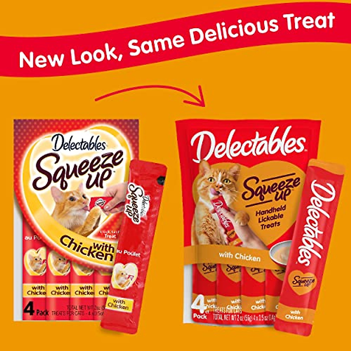 Hartz Delectables Squeeze Up Interactive Lickable Wet Cat Treats for Adult & Senior Cats, Chicken, 0.5 Oz - 4 Count (Pack of 8) - Packaging May Vary