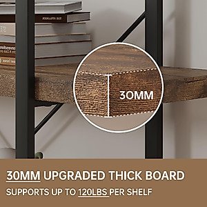 OtterOasis Bookshelf, 4 Tier Book Shelf, Industrial Bookcase for Home and Office, 47" Length Wide Wood Standing Bookshelf Display Open Shelving Rack, Rustic Horizontal Shelves for Living Room Bedroom