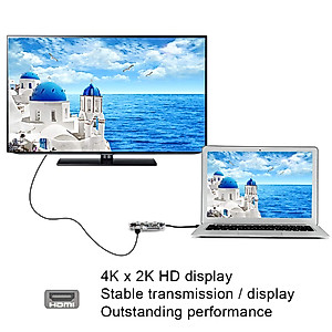 USB C Port Expande, 7-in-1 Hub Docking Station Transparent SD Card Reader HDMI Adapter USB C Hub Devices Adapter PD Charging (5Gbps